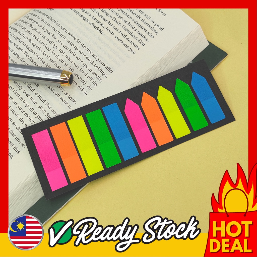 PET Multicolour Sticky Notes - 4.4cm x 1.2cm with 2 shapes (Arrow ...