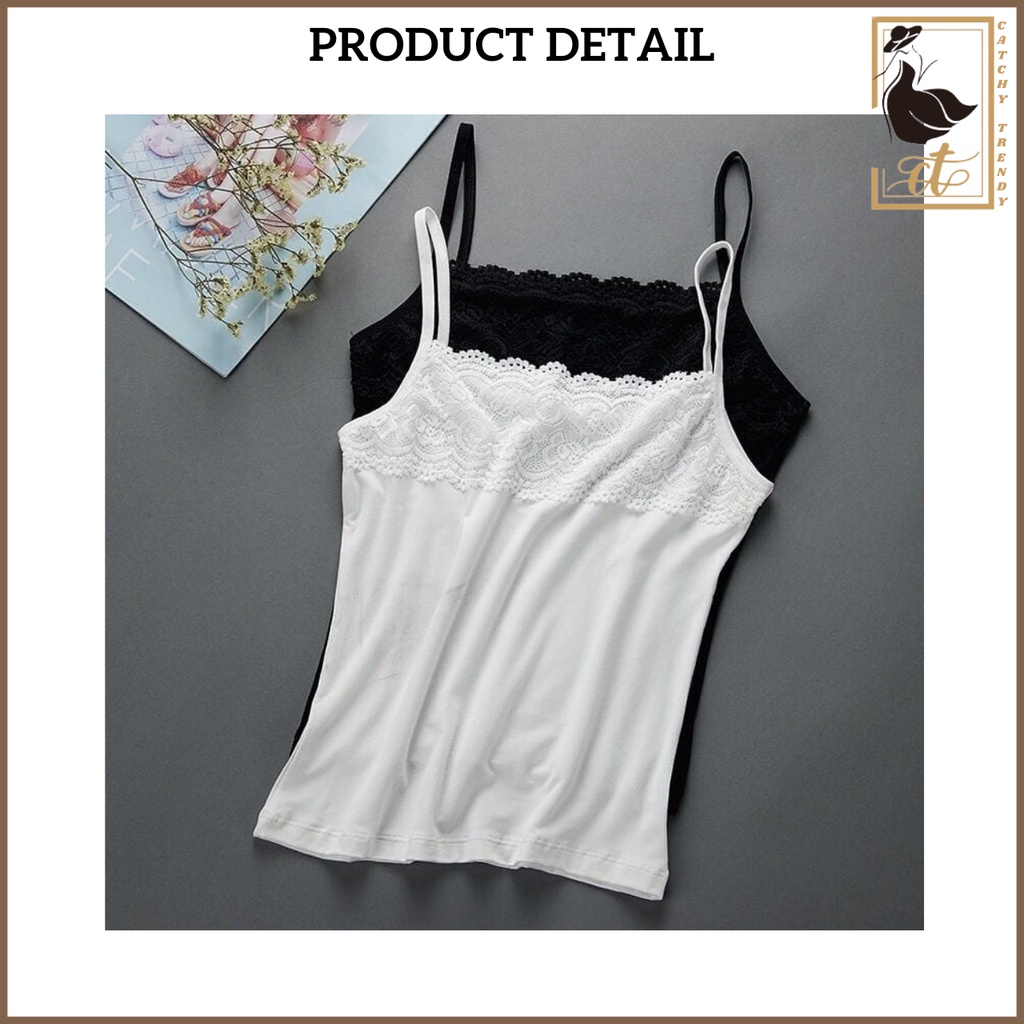 Women Lace Singlet Women Elastic Slim Stripe Strap Tank Top Baju ...