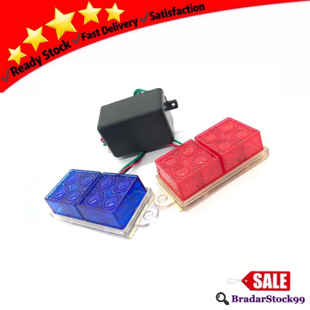 2pcs 2INCH LED Strobe Flash Red Blue 12v Kereta Car Universal Strobo ...