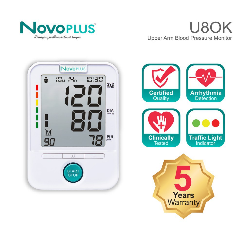 NOVOPLUS U80K BLOOD PRESSURE MONITOR FREE ADAPTER (5 YEARS WARRANTY ...