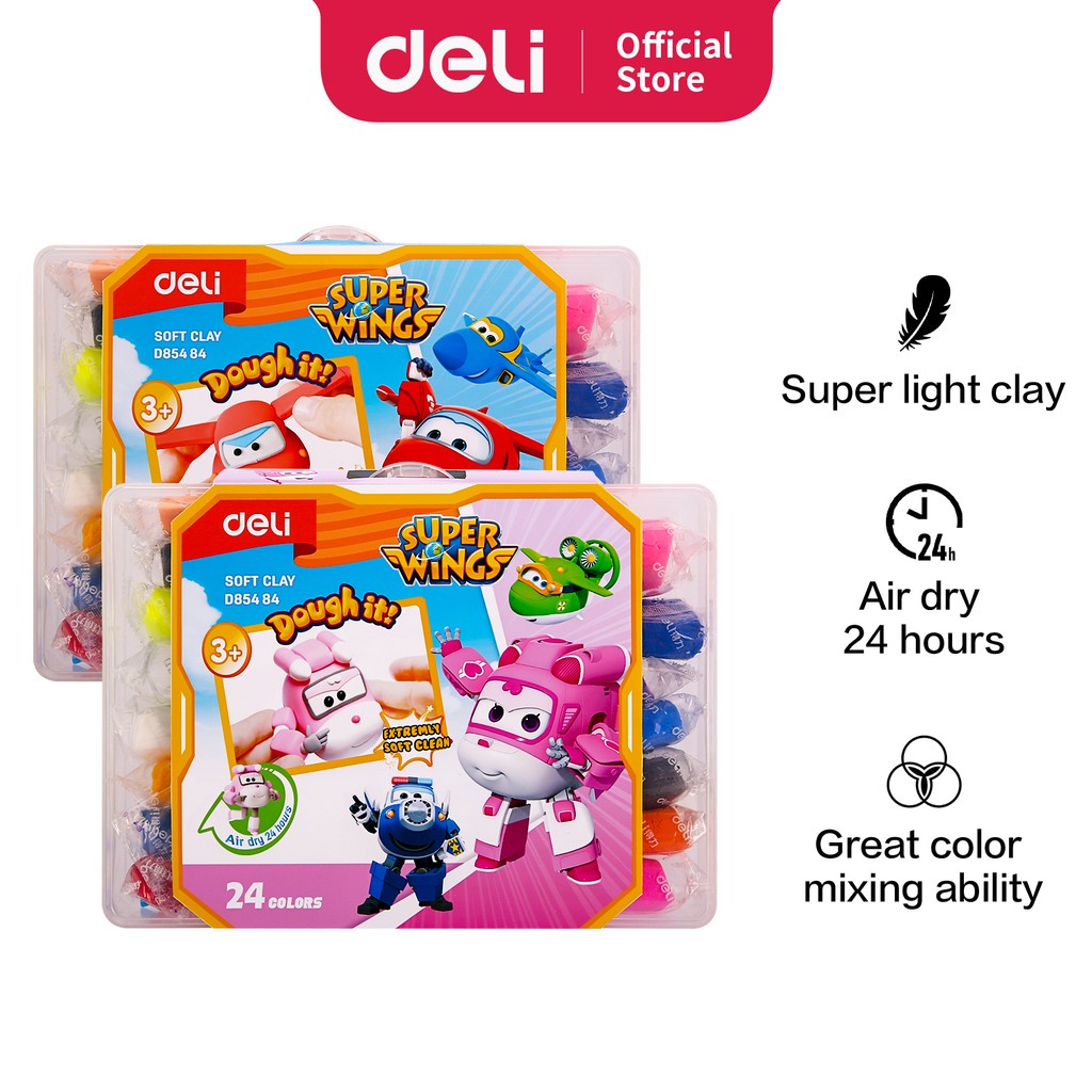 Deli Game ED85484 Soft Clay Super Light Clay 24 Colors Air Dry 24 Hours ...