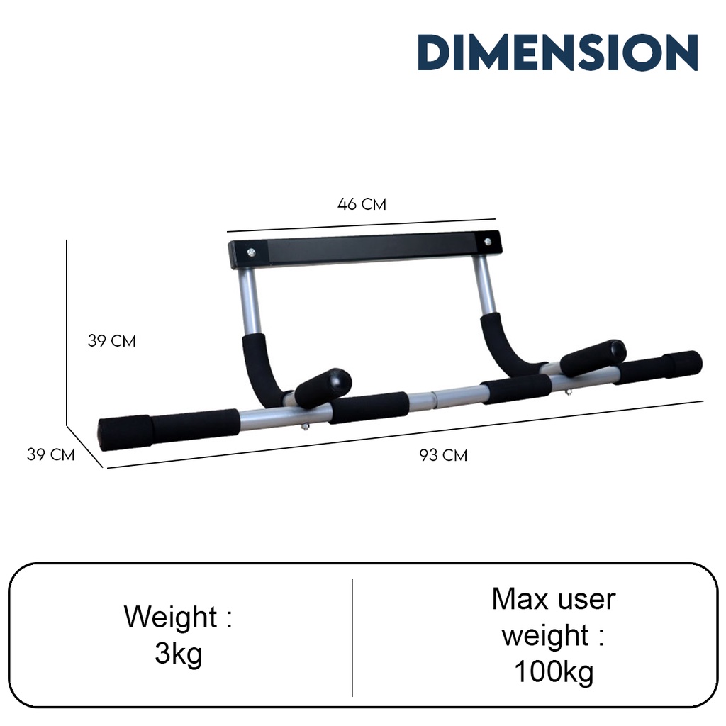 Vigor Fitness Iron Gym Door Gym Pull Up Bar / Bar Penarik Pintu Iron ...