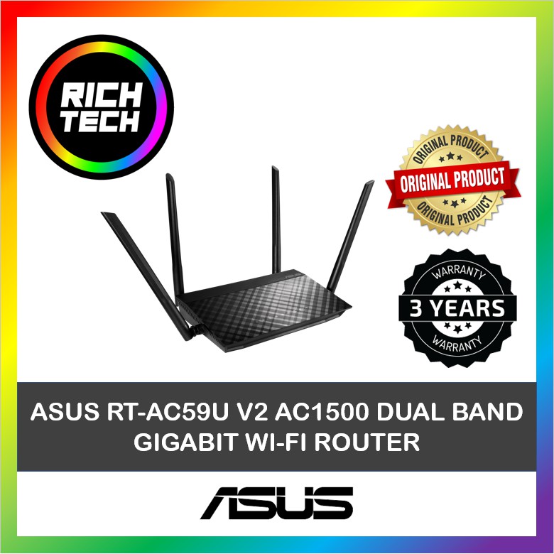 ASUS RT-AC59U V2 AC1500 DUAL BAND GIGABIT WI-FI ROUTER | Shopee Malaysia