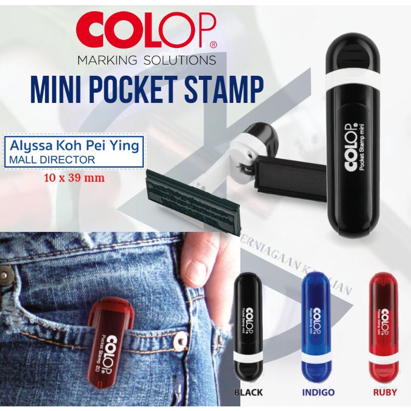 Custom Made COLOP Self-Inking Mini Pocket Stamp Chop / Potable Stamp ...