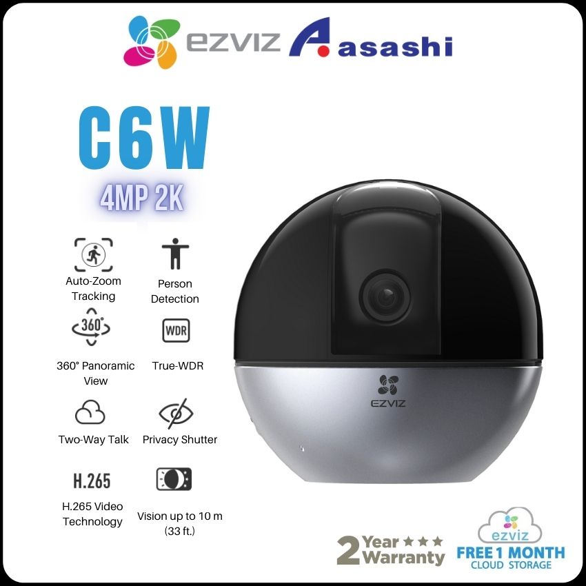 EZVIZ C6W 2K (4MP)1440P 32/64/128/256GB Wireless Indoor Pan & Tilt CCTV ...