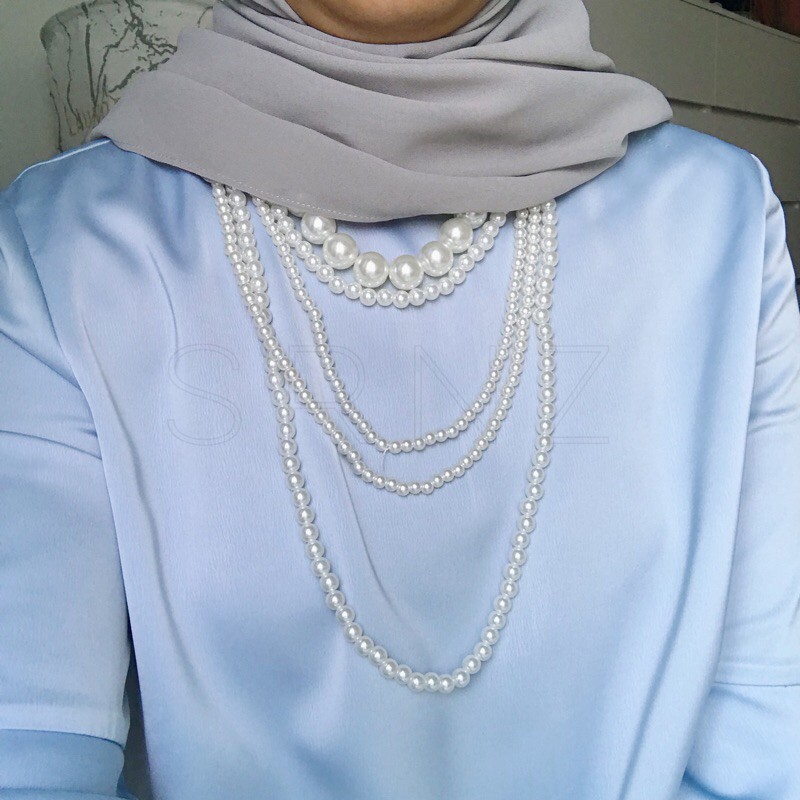 🇲🇾 READY STOCK🇲🇾 NCK 019 5 LAYERS ELEGANT PEARL NECKLACE RANTAI PEARL RANTAI MUTIARA RANTAI ...