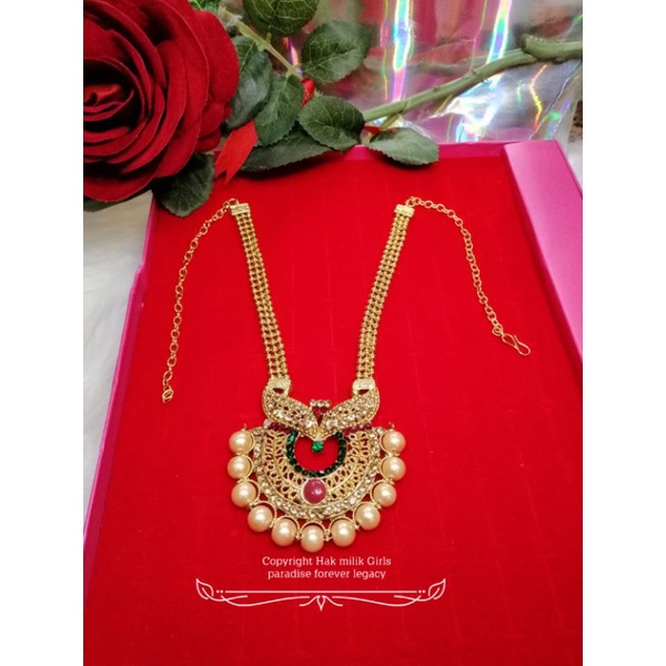 RANTAI LEHER EMAS SUASA INDIAN TRADITIONAL GOLD PLATED NECKLACES RANTAI ...