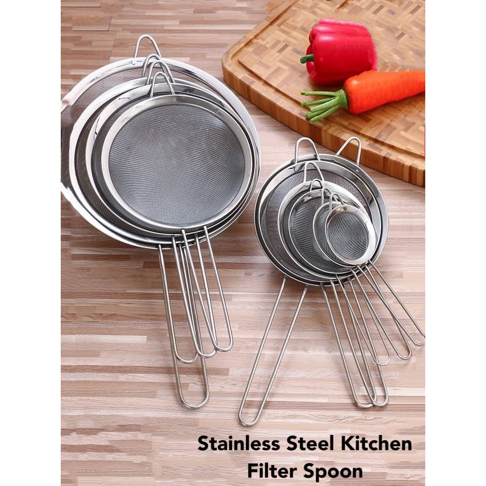 Kitchen Stainless Steel Wire Fine Mesh Oil Strainer Flour Colander ...