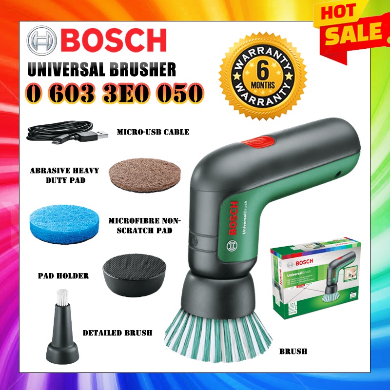 BOSCH CORDLESS UNIVERSAL BRUSH 0 603 3E0 050 ELECTRIC CLEANING BRUSH ...