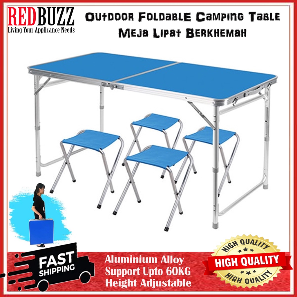 REDBUZZ Outdoor Camping Table Aluminium Solid Foldable Picnic Table ...