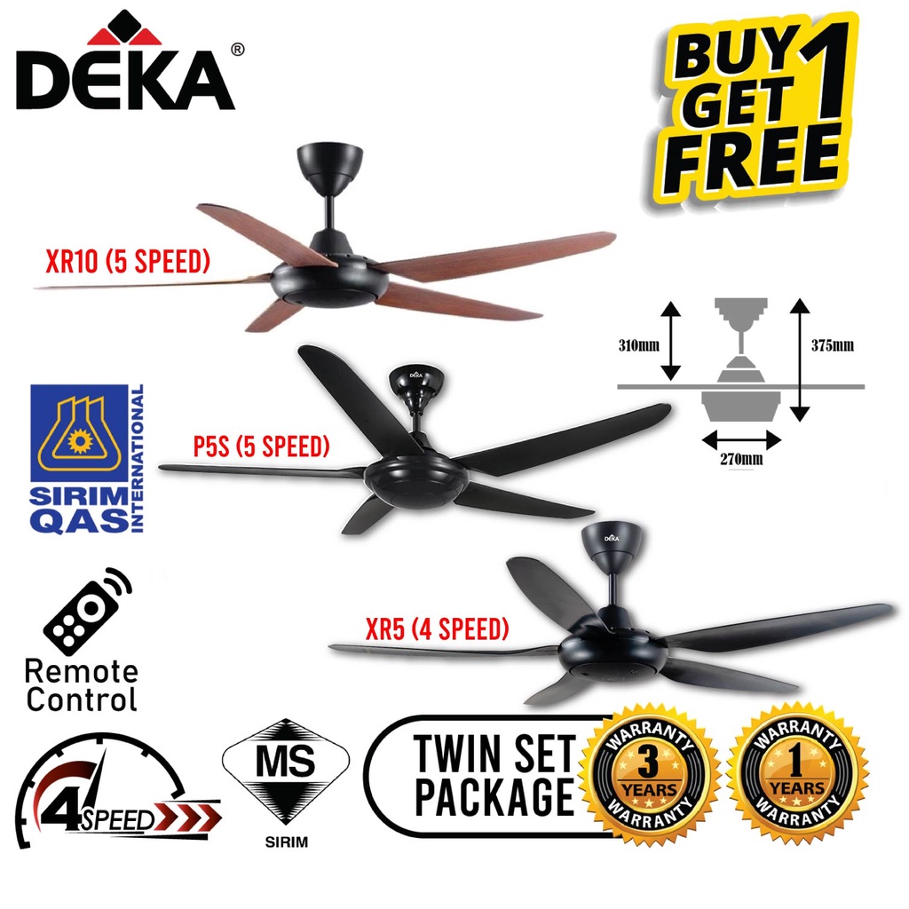DEKA Fan XR5 / P5S Ceiling 56" AC Motor Remote Control Kipas Siling ...