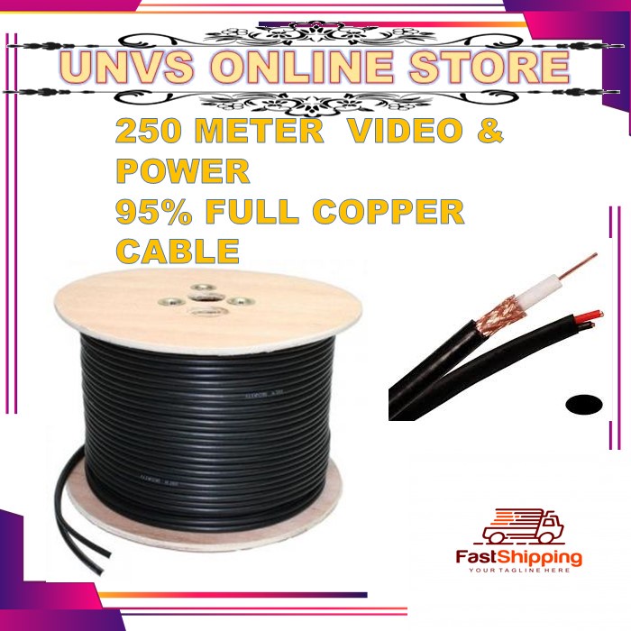 UNVISION CCTV CABLE RG 59 + VDE 95% FULL COPPER dc 250 METER COAXIAL ...