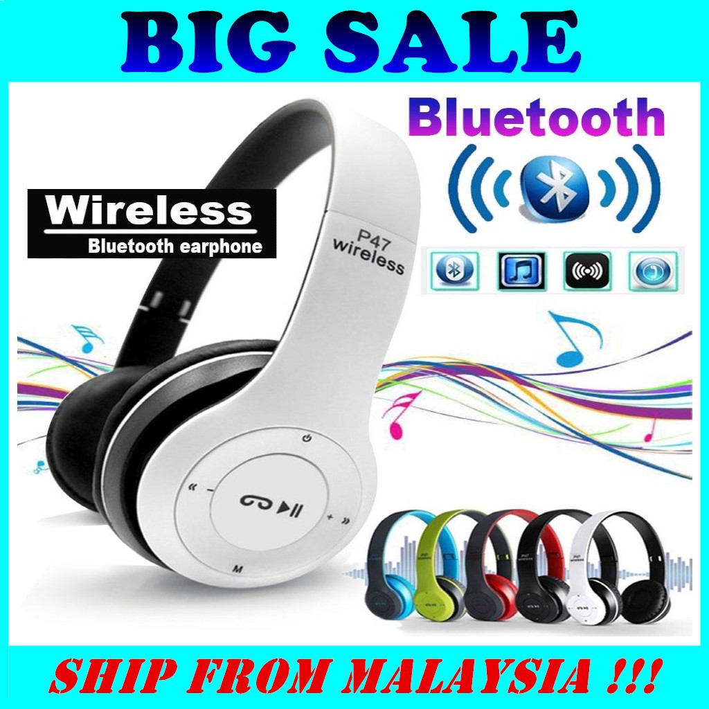 ~Ship From KL~ P47 Wireless Bluetooth Headphones P47 Fon Kepala Bluetooth Tanpa Wayar Bluetooth ...