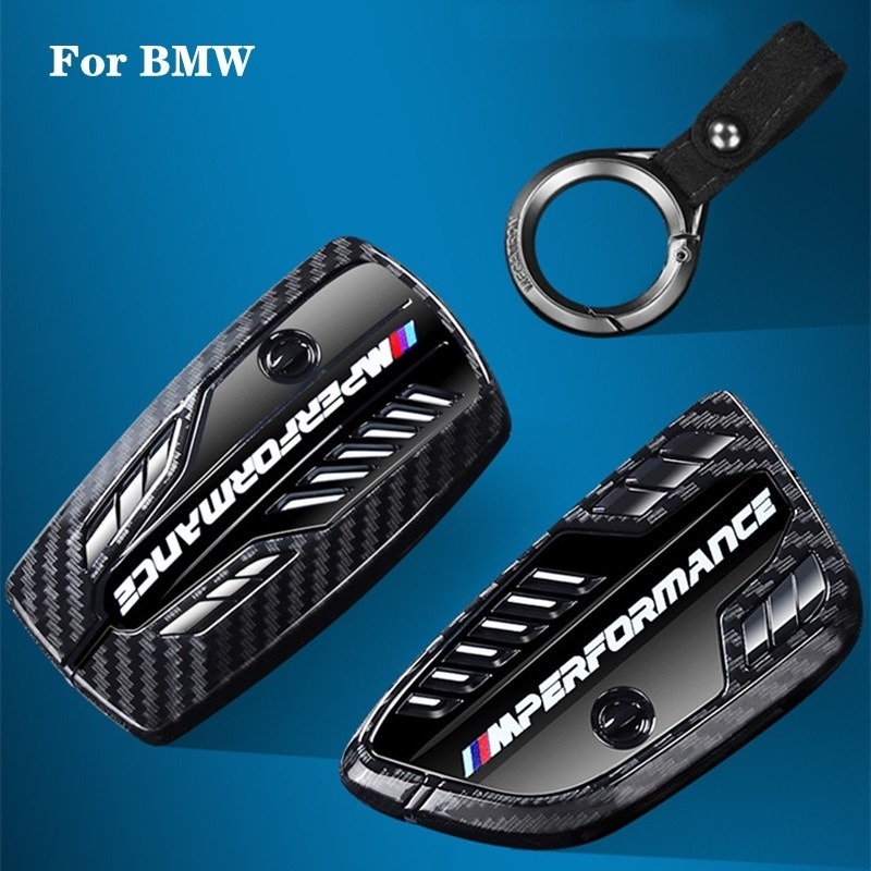 Carbon Fiber Zinc Alloy BMW remote key fob Cover Case holder engine ...