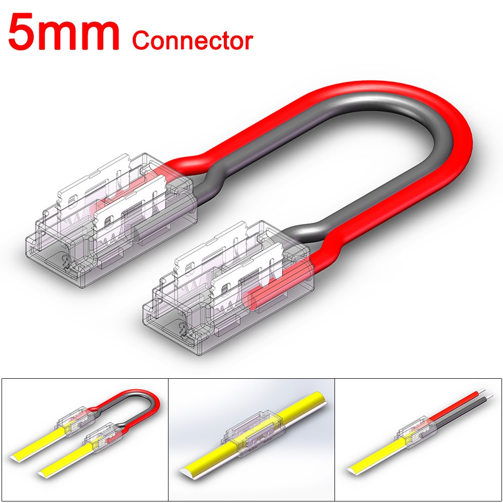 2pin 5mm COB LED Strip Fast Connector for 5mm Wide PCB Single Color SMD ...