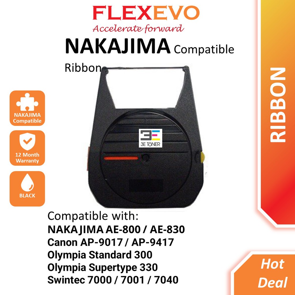 Compatible Nakajima AE800 AE-800 AE830 Typewriter Ribbon Canon AP9017 ...