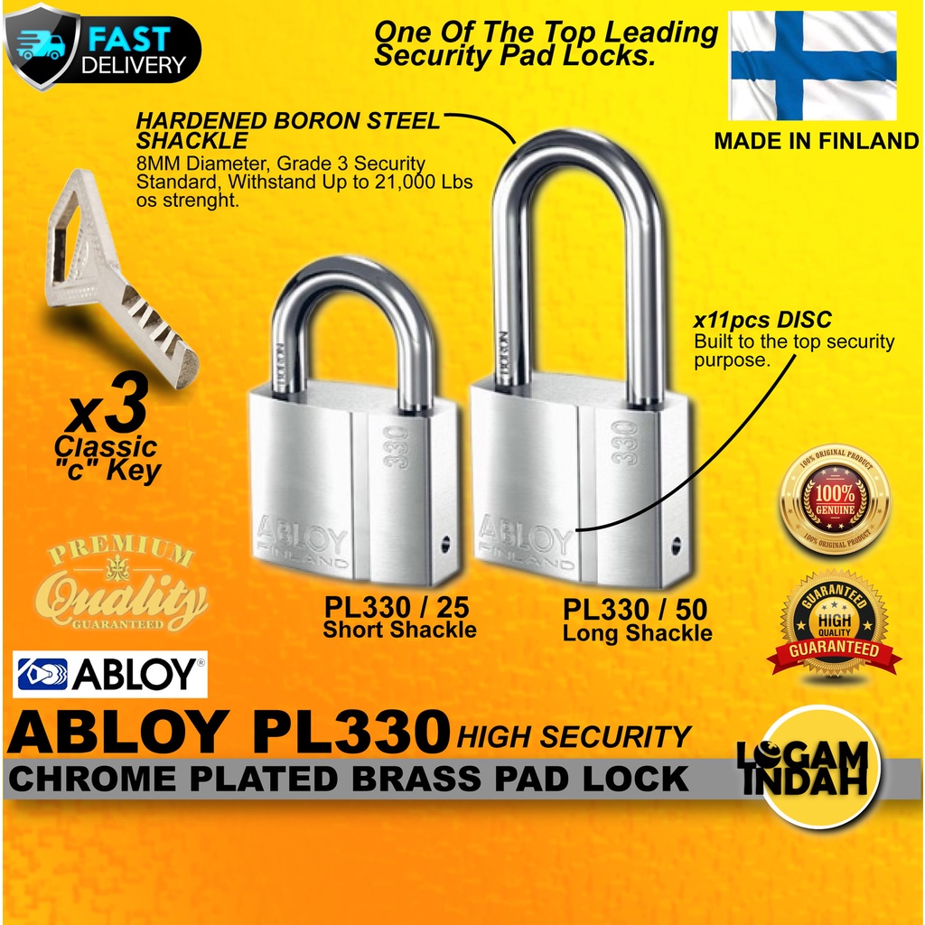 ABLOY PL330 HIGH SECURITY PAD LOCK PL330/25 , PL330/50 ( MADE IN ...