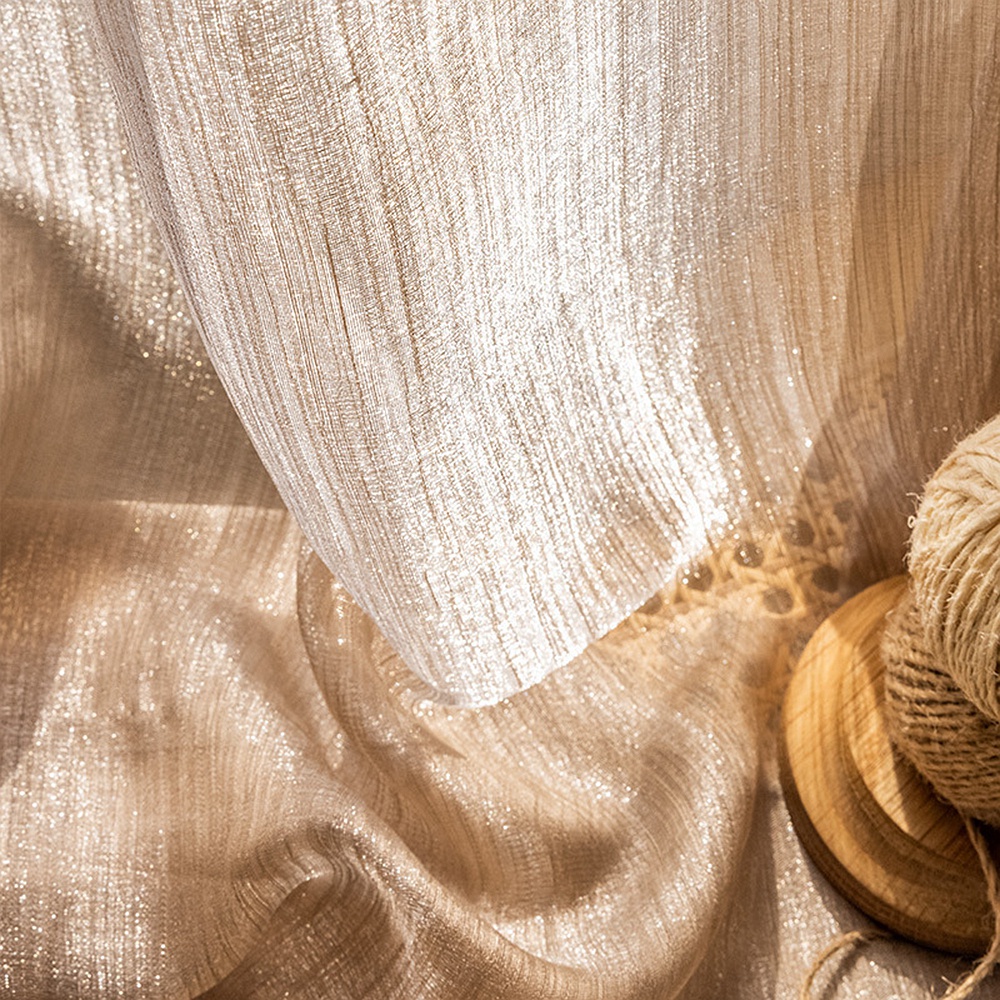 Solid Color Semi Sheer Sparkle Curtain Shimmer Shiny Glitter Metallic ...