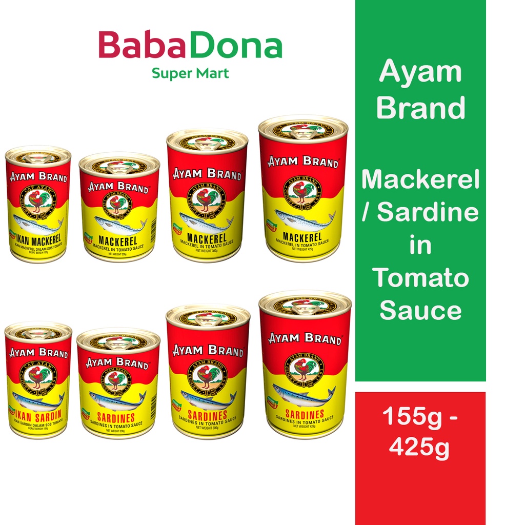 AYAM BRAND MACKEREL / SARDINES IN TOMATO SAUCE - 155G / 230G / 300G / 425G | Shopee Malaysia