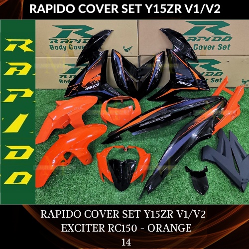 RAPIDO COVER SET Y15ZR V1/V2 EXCITER RC150-14 ORANGE (STICKER TANAM/AIRBRUSH) COVERSET | Shopee ...