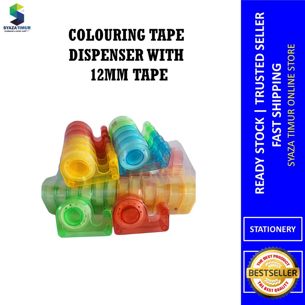 Colouring Fancy Tape Dispenser With 12MM Tape For Students / Pemegang ...