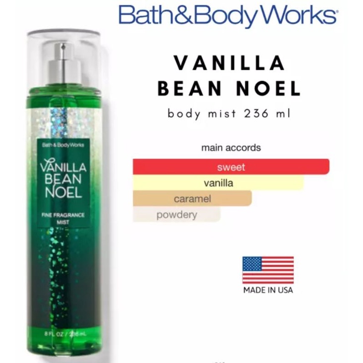 New Scent Bath And Body Works Original Vanilla Bean Noel 236ml Body Mist