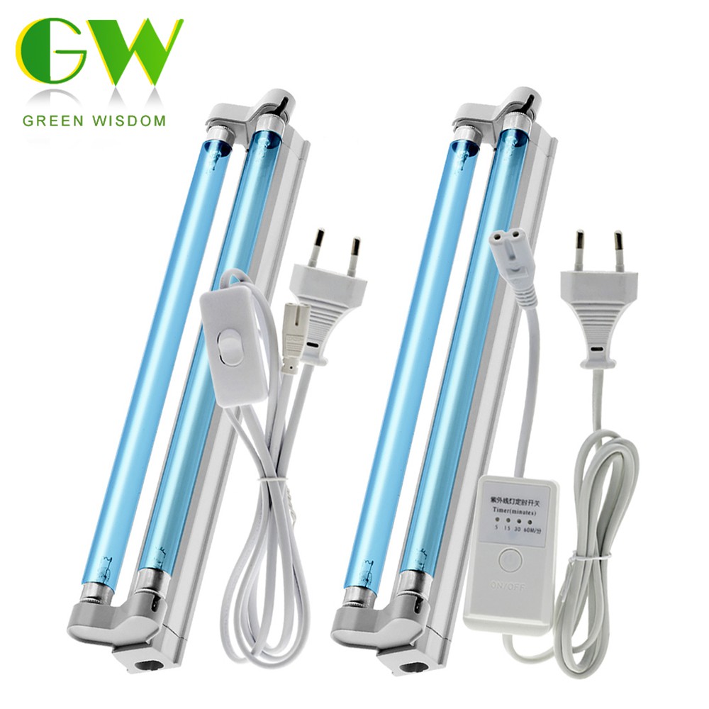 220V UVC Light T5 Double Tube Quartz Ultraviolet Lamps UV Sterilizer Kill Dust Mite Ozone ...