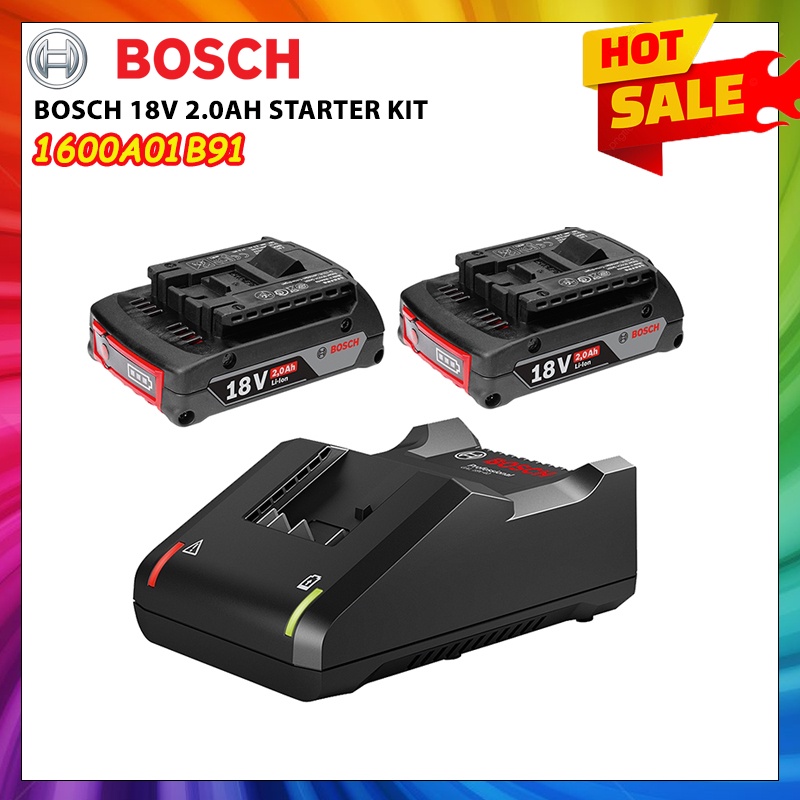 Bosch 18V 2.0Ah Battery + GAL 18V-40 Charger Battery Set Starter Kit ...
