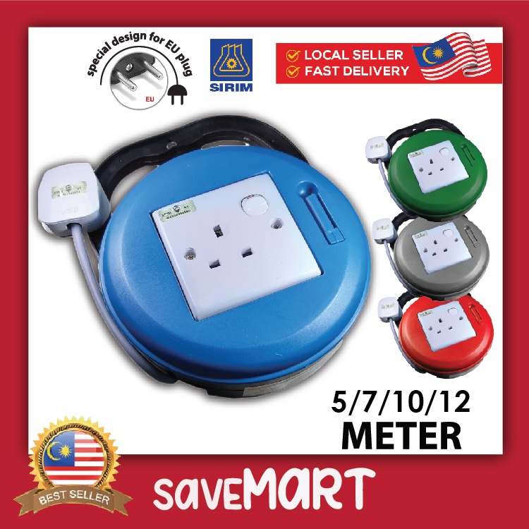 [SIRIM APPROVED] Extension Round Wire Box Trailing Socket Cable Reel ...
