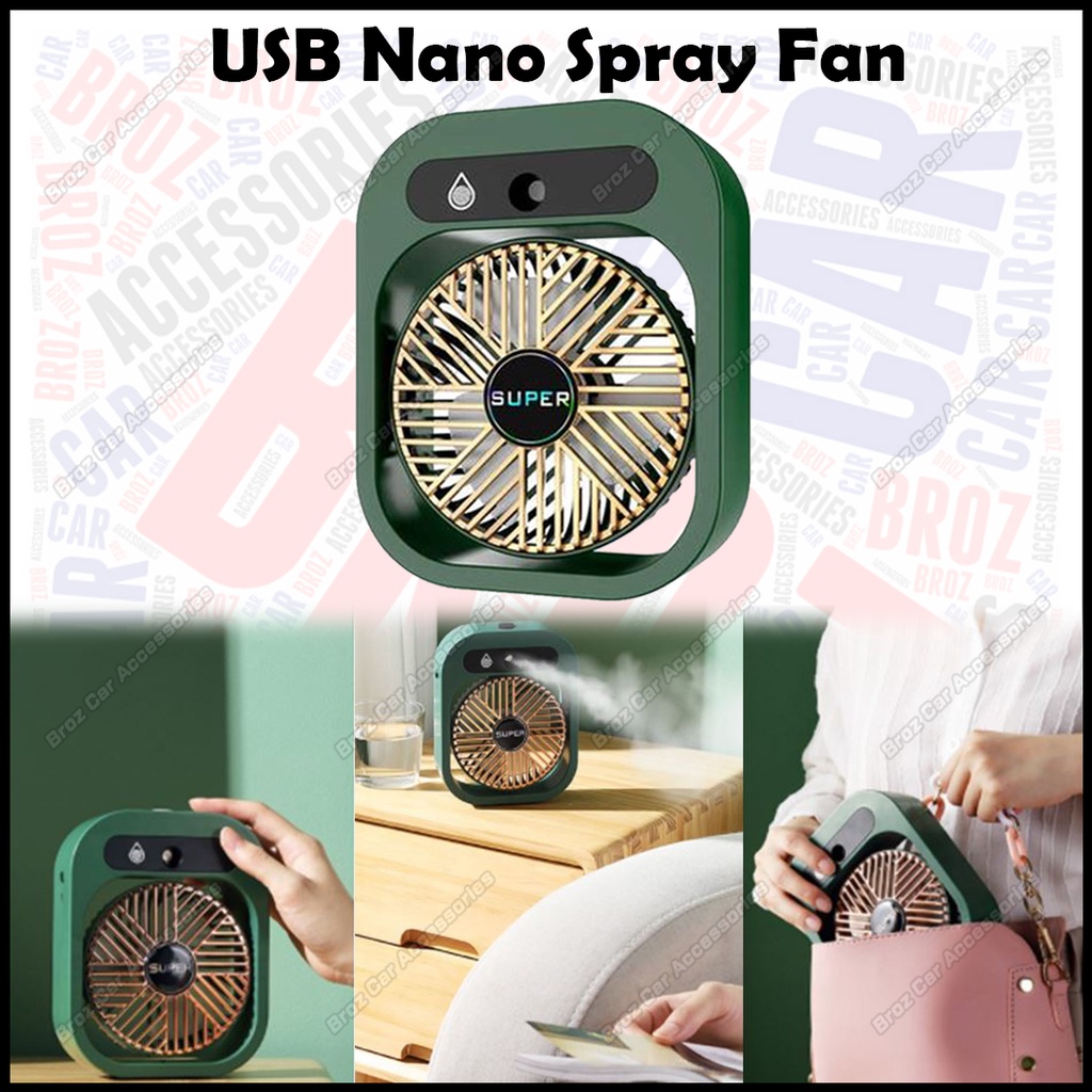 USB Nano Spray Fan Air Cooler Spray Water Kipas Sembur Air Mist Table ...