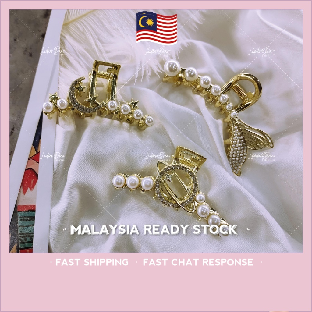 🇲🇾 𝙍𝙚𝙖𝙙𝙮 𝙎𝙩𝙤𝙘𝙠 | Pearl Rhinestone Hair Claw Hairclip Klip TIKTOK / INS ...