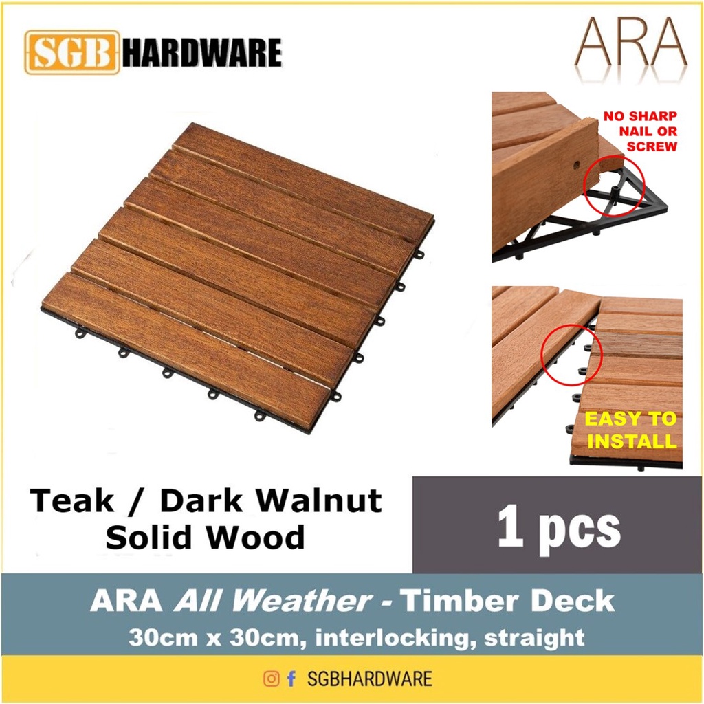 ARA All-Weather Timber Deck 30cm x 30cm Solid Wood Floor Deck Outdoor ...