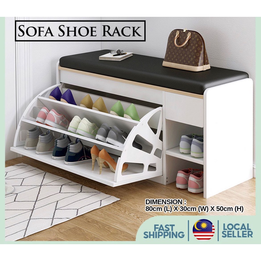 Shoe Cabinet with Cushion Sofa Shoe Rack Modern Wooden Shoes Storage ...