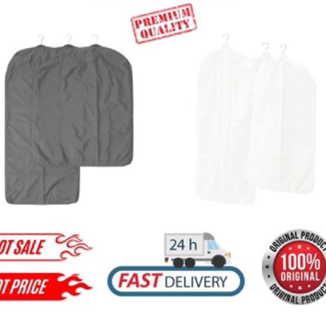 IKEA SKUBB (3pcs) Anti Dust clothes cover set Coat Cover Plastik Sarung ...