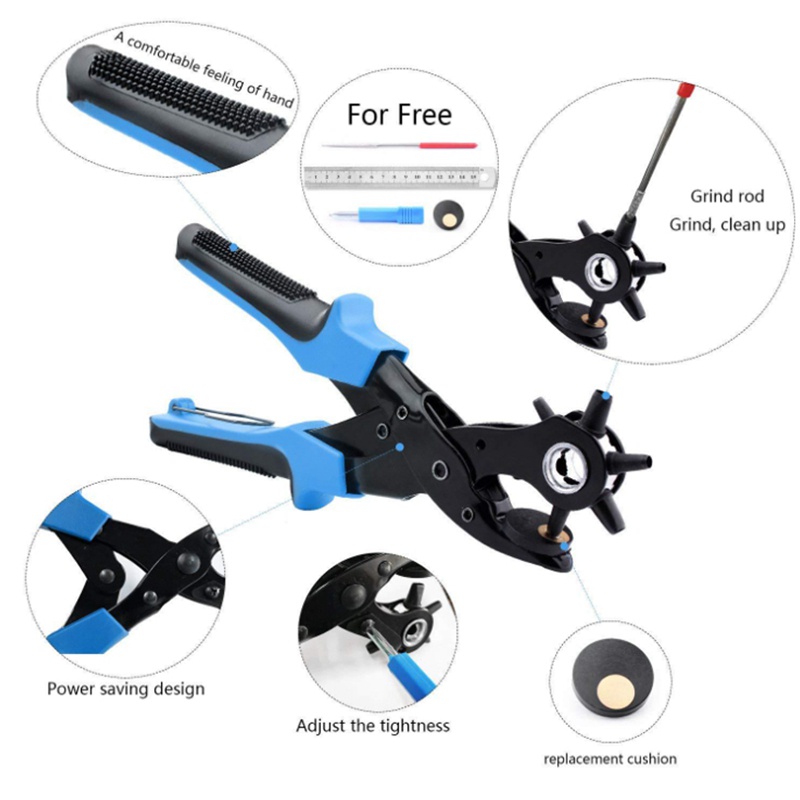 5Pcs Revolving Punch Plier Kit Leather Hole Punch Set Heavy Duty Rotary ...