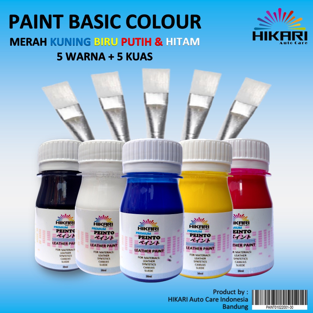 PUTIH MERAH HITAM PEINTO Leather Paint Basic Paint Package Red, Blue ...