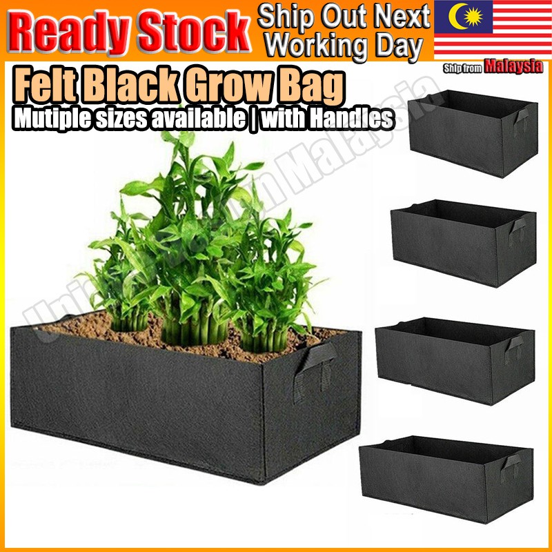 Black Felt Grow Bag Fabric Square Garden Bed Flowers Rectangle Box ...