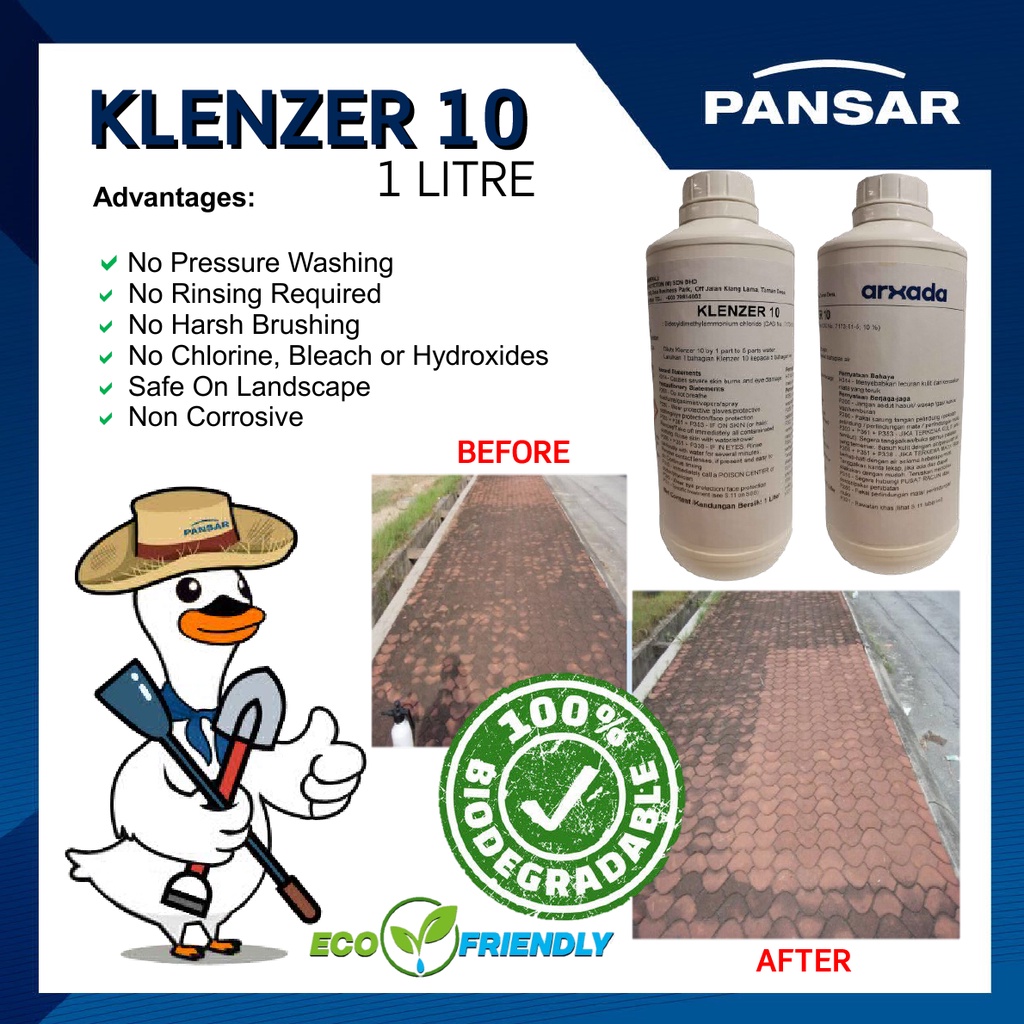 { READY STOCK} KLENZER 10 (1 LITRE) MOSS, MOLD, MILDEW AND ALGAE STAIN REMOVER AND PREVENTIVE ...