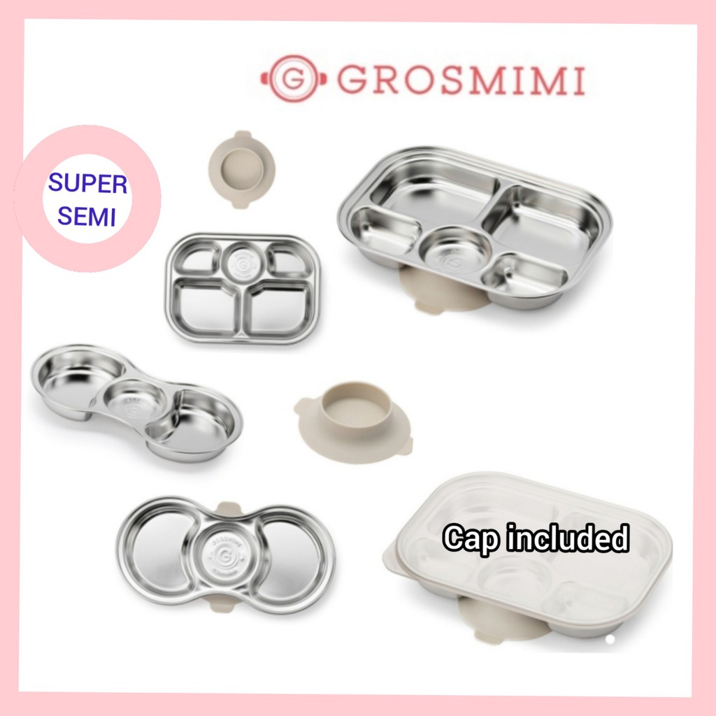 Grosmimi Baby Tray Stainless Food Tray Included Non-slip Silicone ...