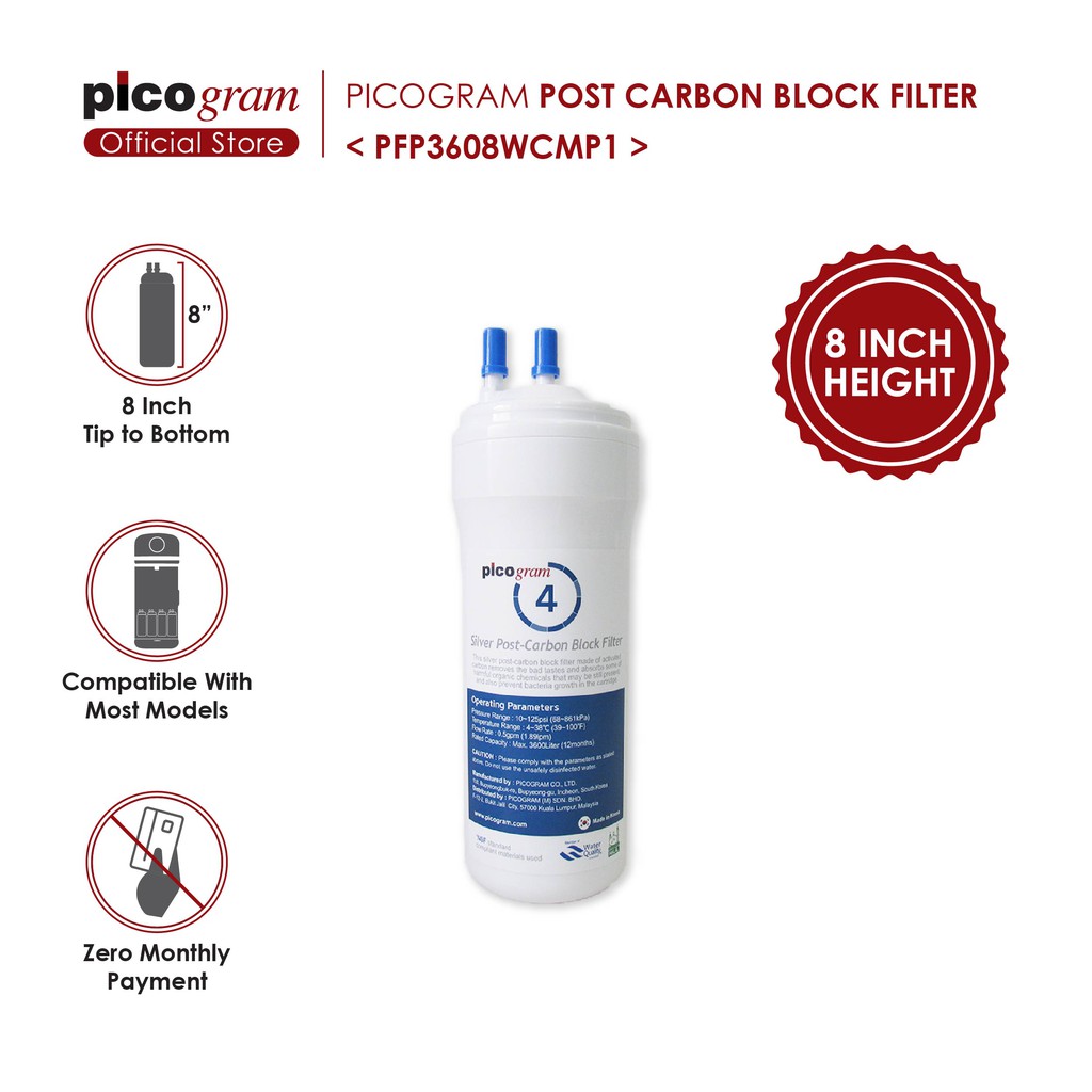 Picogram Penapis Blok Karbon Perak Semula Jadi Picogram (8" / 10" / 11 ...