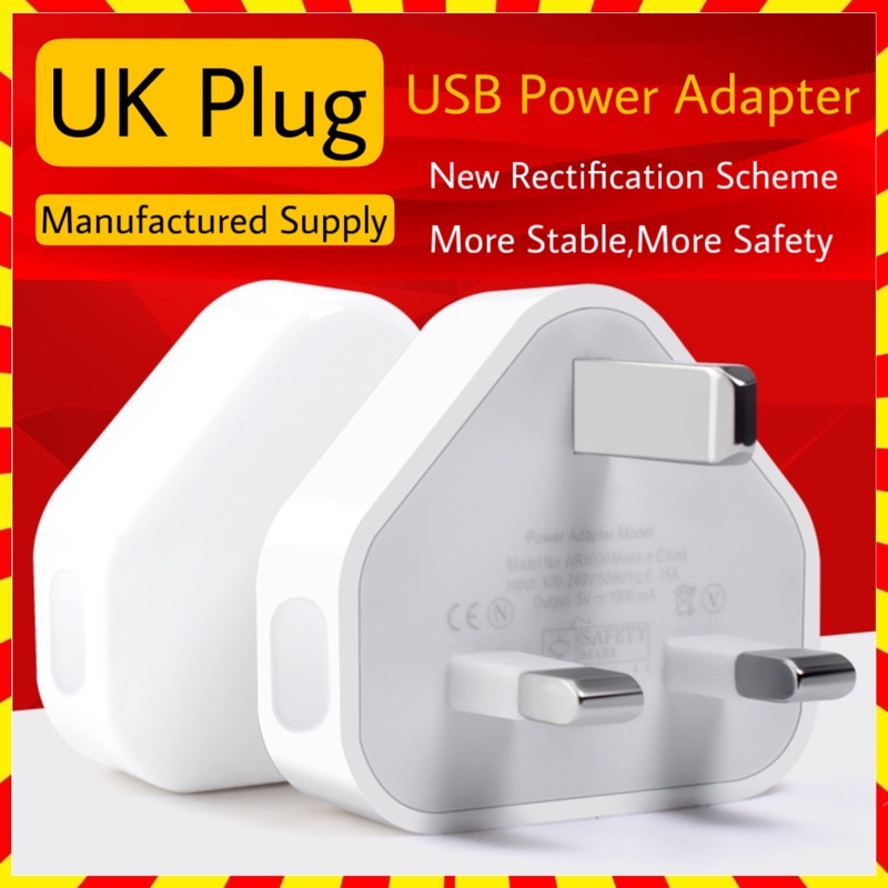 🚚🇲🇾【BUY 10 FREE 1】UK 3 Pin USB Power Adapter Charging Plug Android ...