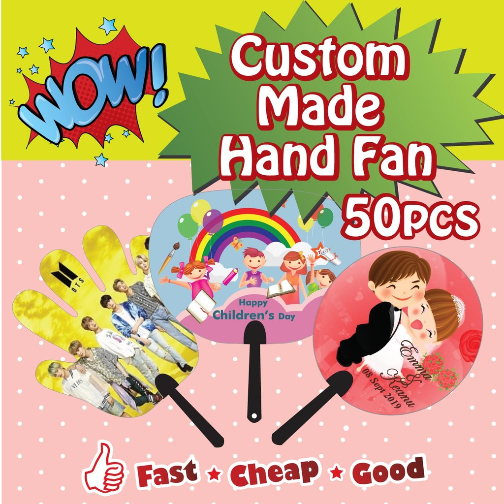 Custome Made Hand Fan Printing 50pcs | Shopee Malaysia