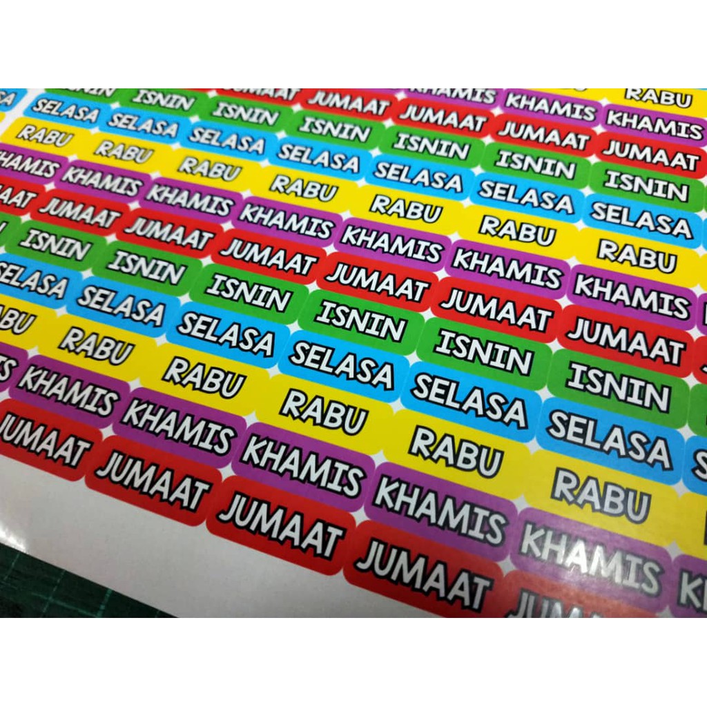 ️STIKER HARI UNTUK BUKU SEKOLAH 400PCS BIASA | STICKER NAMA | AHAD ...