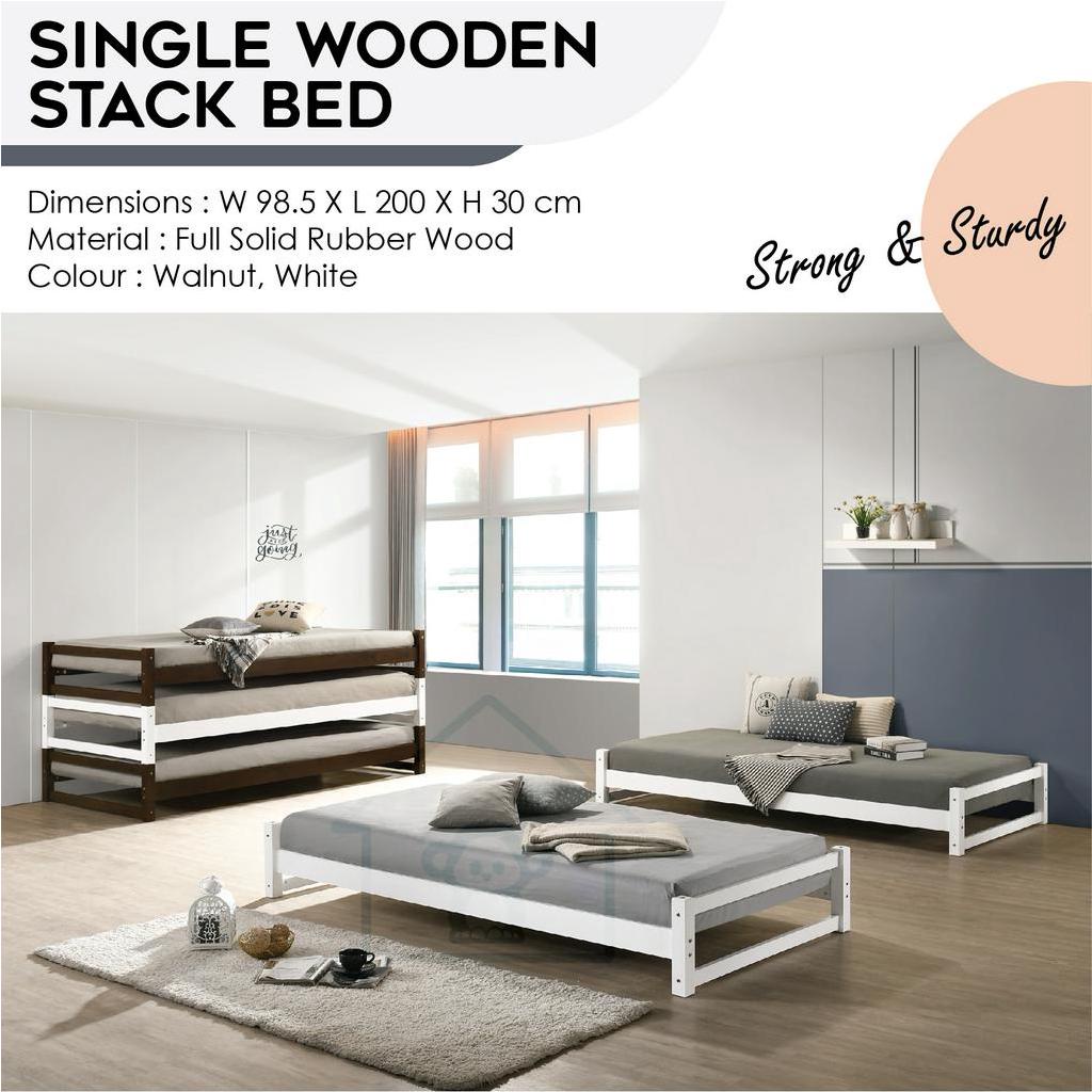 SINGLE WOODEN STACK BED/STACKABLE BED/SINGLE BED/SOLID WOOD BED/WOODEN ...