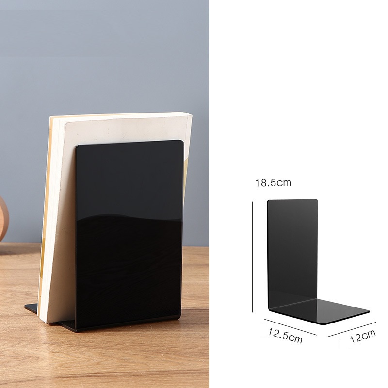 L Shape Book Stand Book Shelf Transparent Bookend Holder Office Desktop ...