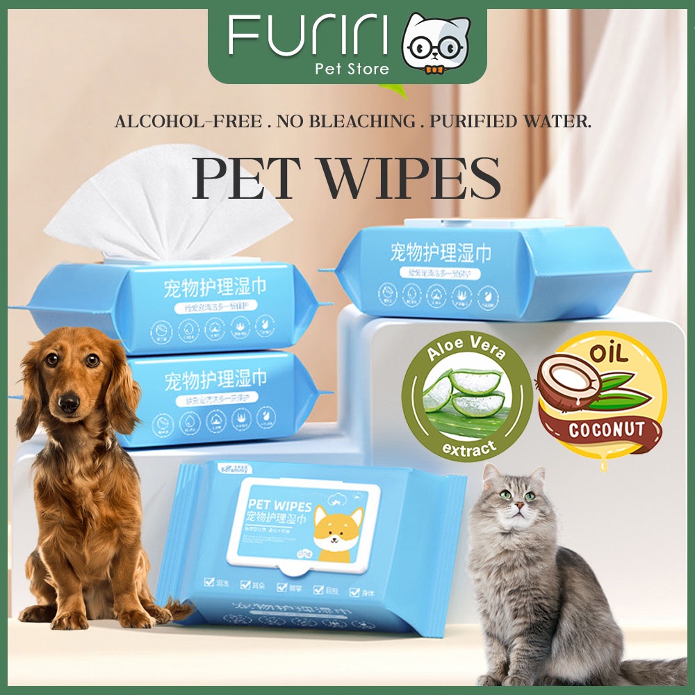 40pc 100pc Furiri Cat Dog Pet Wet Wipes Aloe Vera Tissue Remove Tears ...