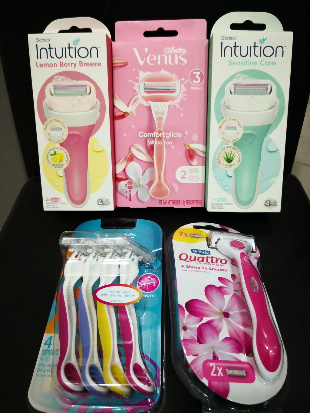 5 Types: Schick Intuition Gillette Venus White tea Sensitive Care Aloe ...