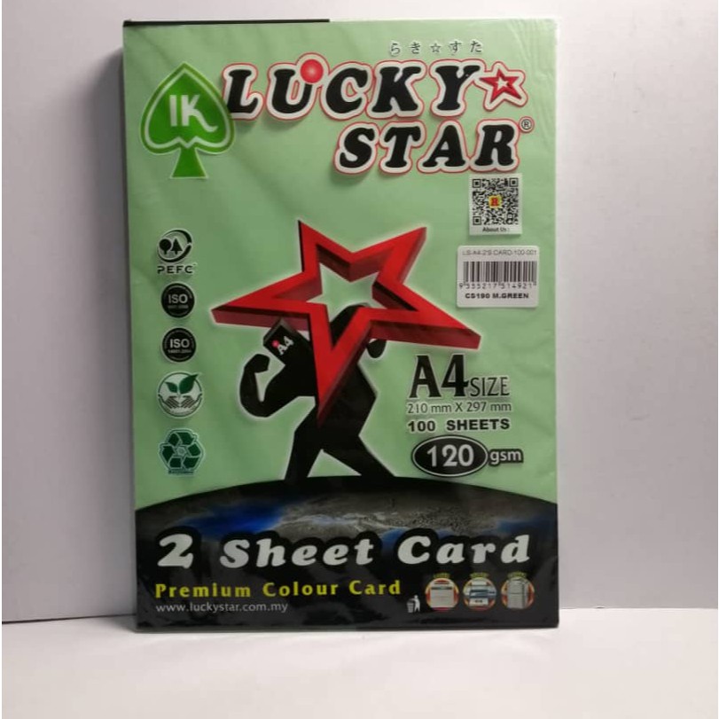 LUCKY STAR A4 2 Sheet Card 120gsm / Colour Paper Card ( LIGHT COLORS ...