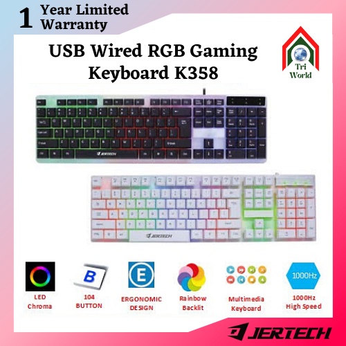 Easypos Jertech Usb Wired Gaming Keyboard With Rainbow Led Backlight