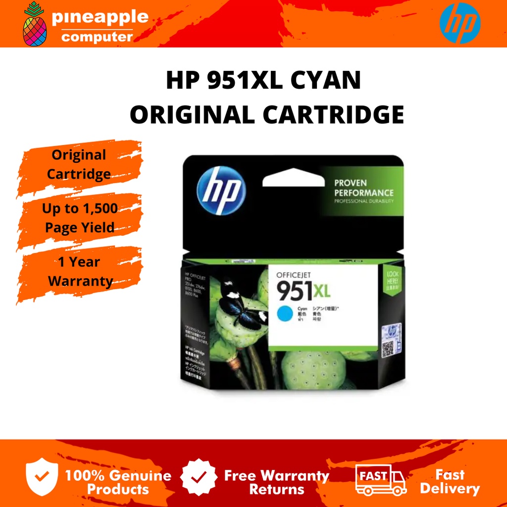 HP 951XL High Yield Cyan Original Ink Cartridge (CN046AA),For 276dw ...